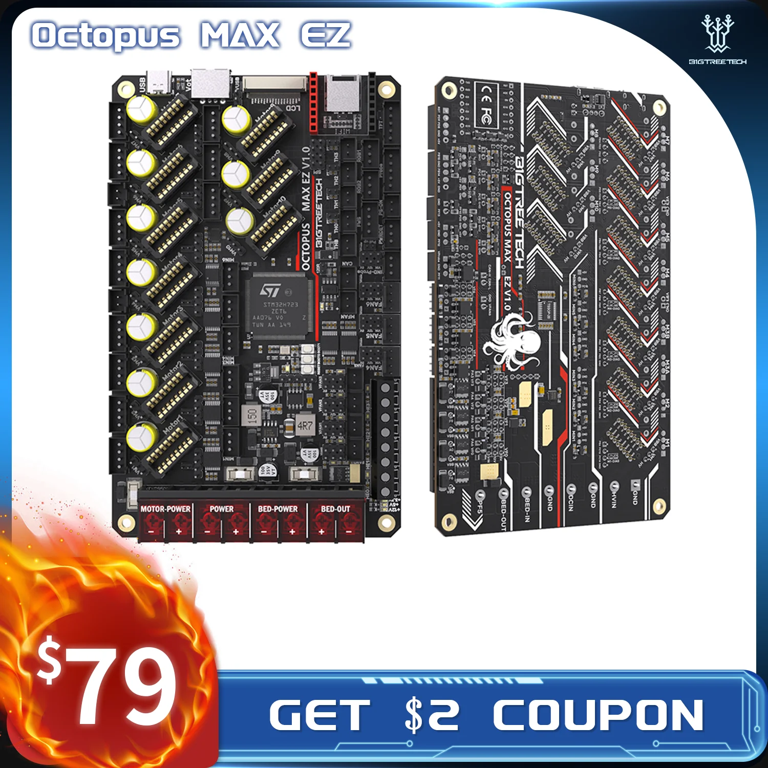 Placa base BIGTREETECH Octopus MAX EZ 32bit, MINI12864 V2.0 ...