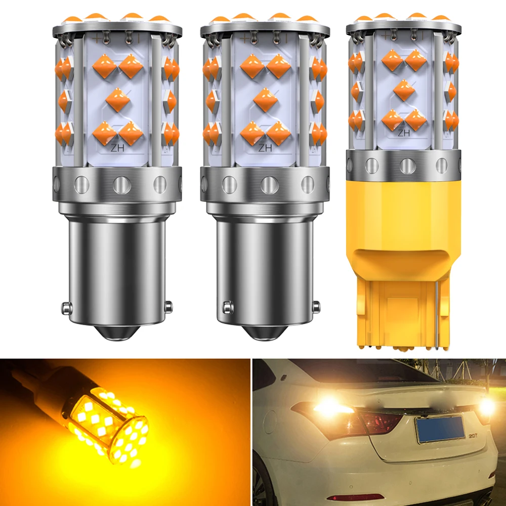 2pcs 1156 BAU15S PY21W 7507 LED Bulbs For Cars Turn Signal Lights Amber ...