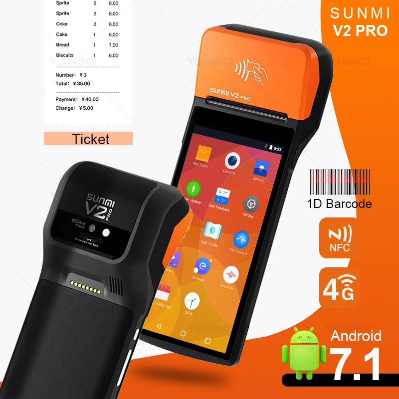 Sunmi V2 Pro 4g Mobile Android Handheld Receipt Pos Pda Thermal Printer ...