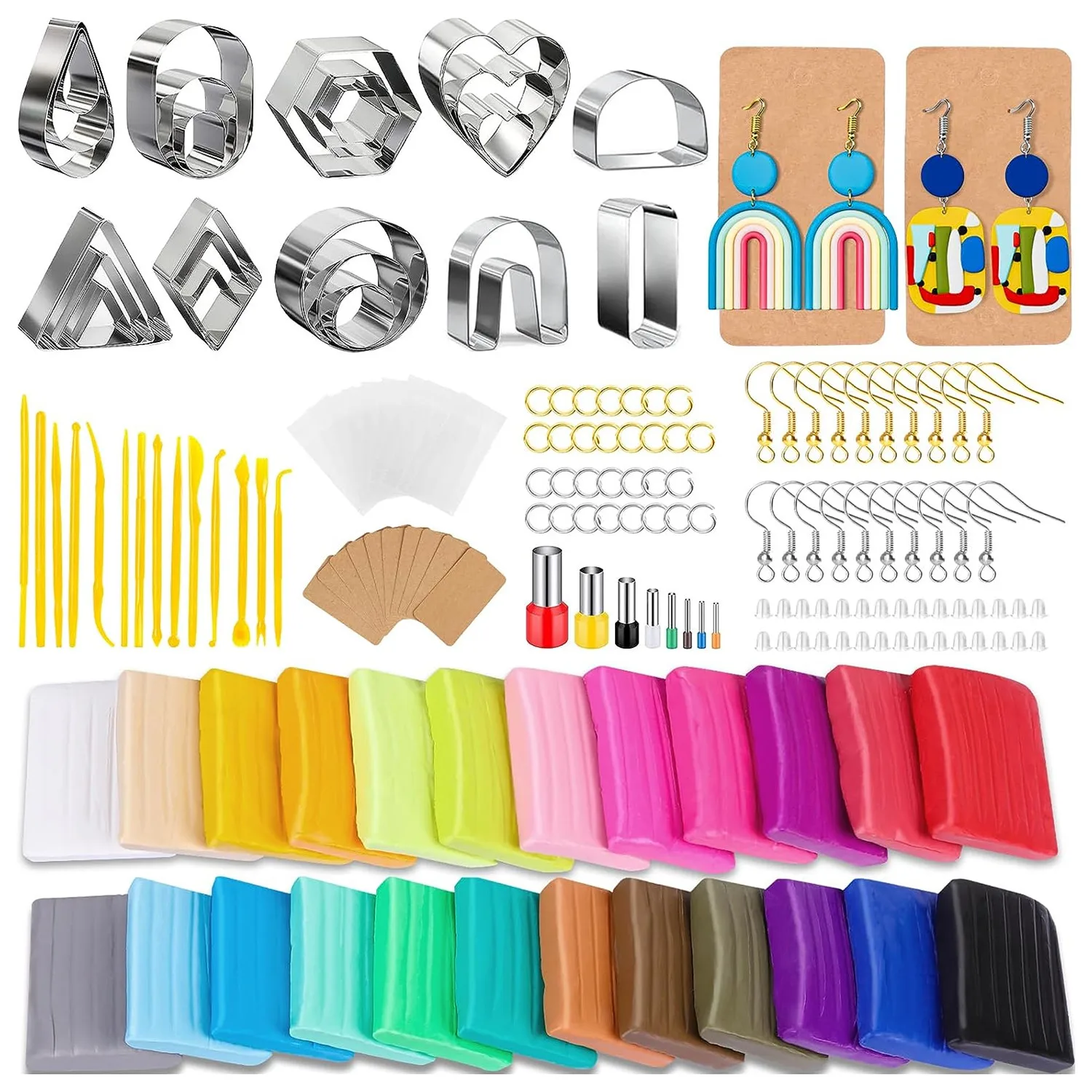 Polymer-Clay-Earrings-Making-Kit-Oven-Bake-Clay-Stainless-Steel-Cutters ...