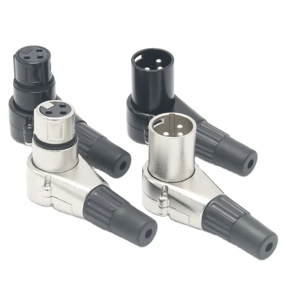 3-Pin-Right-Angle-XLR-Connector-Male-Female-XLR-Micphone-Plug-Audio ...