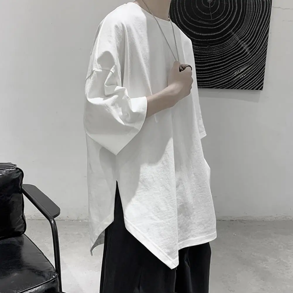 Stylish-Half-Sleeves-Half-Sleeves-Men-Tops-Lightweight-Men-Tops-Split ...