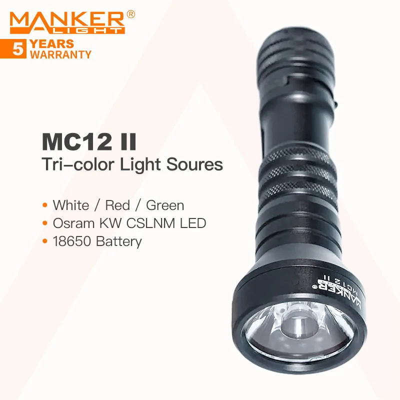 Manker-MC12-II-White-Red-Green-Tri-color-Light-Source-Flashlight-with ...