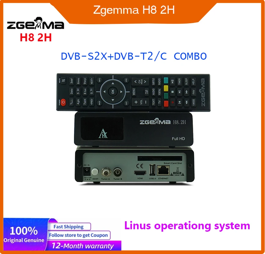 Zgemma Receptor satélite H8.2H, decodificador de TV Digital inteligente, Linux, Enigma2, DVB S2X ...