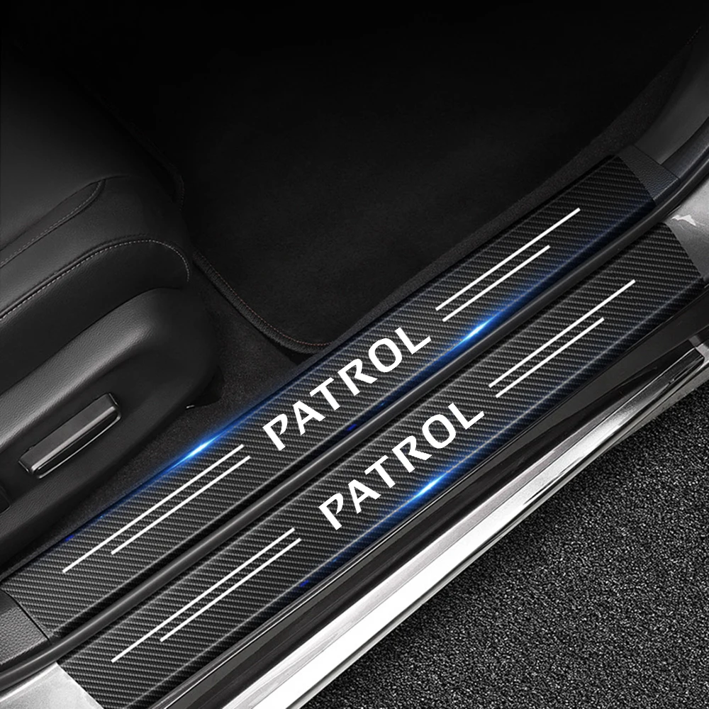 Para nissan patrol carthreshold barra de fibra carbono adesivo protetor ...