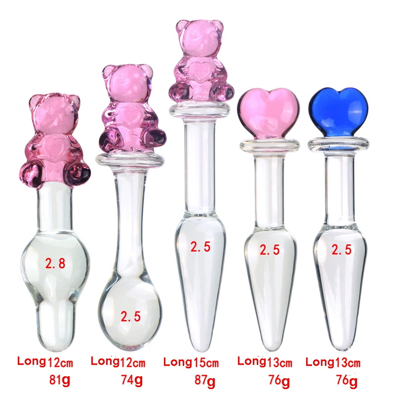 Cute-Bear-Head-Glass-Crystal-Dildos-Anal-Plug-Beads-Fake-Penis-Vaginal ...