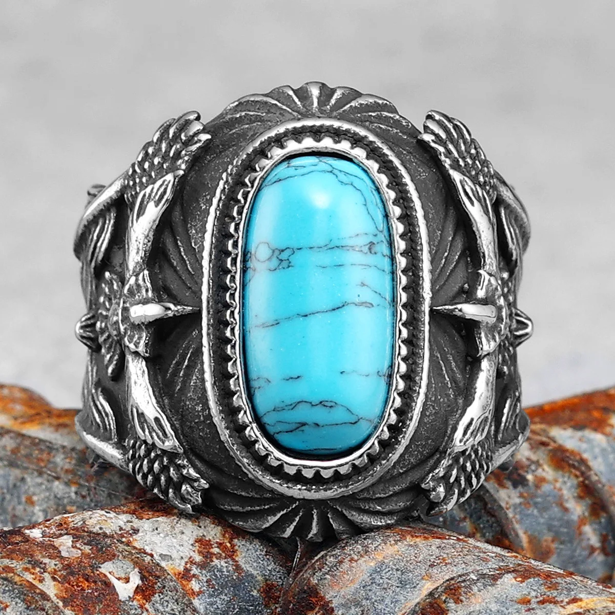 316L-Stainless-Steel-Ring-Gemstones-Trendy-Turquoise-Men-Rings-Eagle ...
