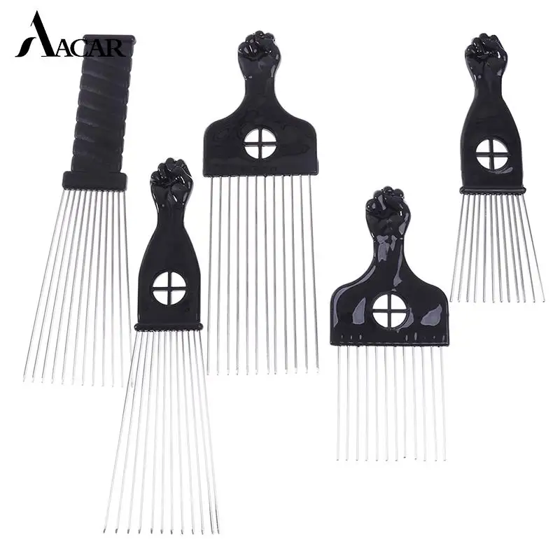 1pcs Salon Hairdressing Black Fist Afro Metal Comb African Hair Pik ...