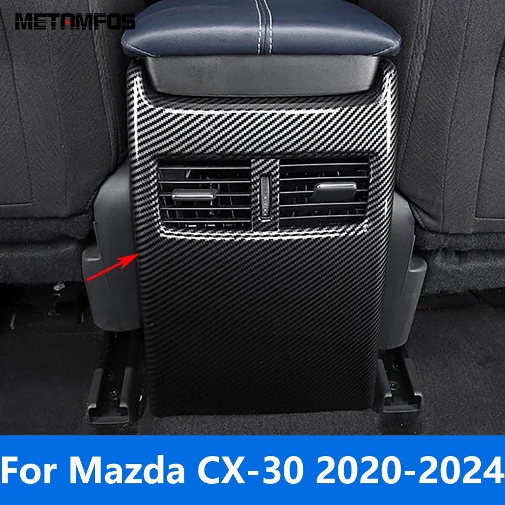 For Mazda CX-30 CX30 2020-2023 2024 Carbon Fiber Armrest Box Rear Air ...