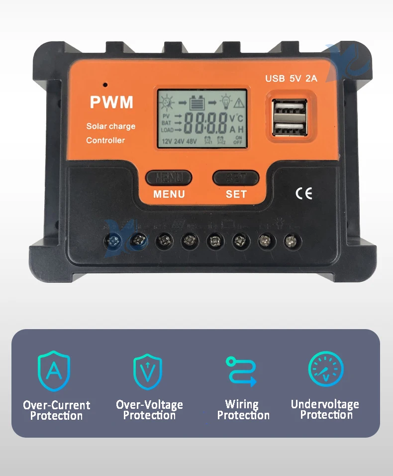 10A 20A 30A 40A 50A 60A 80A 100A Solar Controller 12V 24V 48V LCD PWM ...