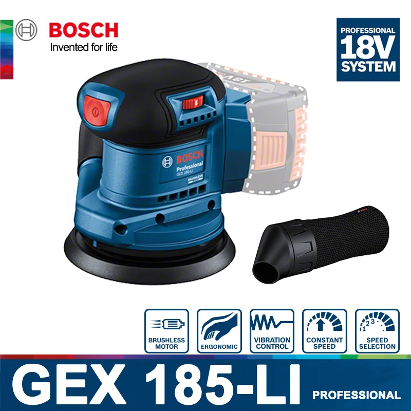 BOSCH GEX 185 LI Cordless Sander Machine Random Orbit Sander 125MM Elestric Sanding Sanderpaper ...