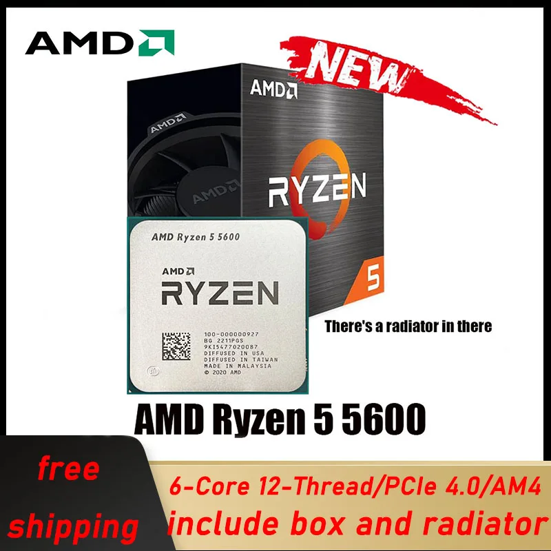 NEW AMD Ryzen 5 5600 R5 5600 With Box 3.5GHz 6 Core 12 Thread CPU 7NM ...