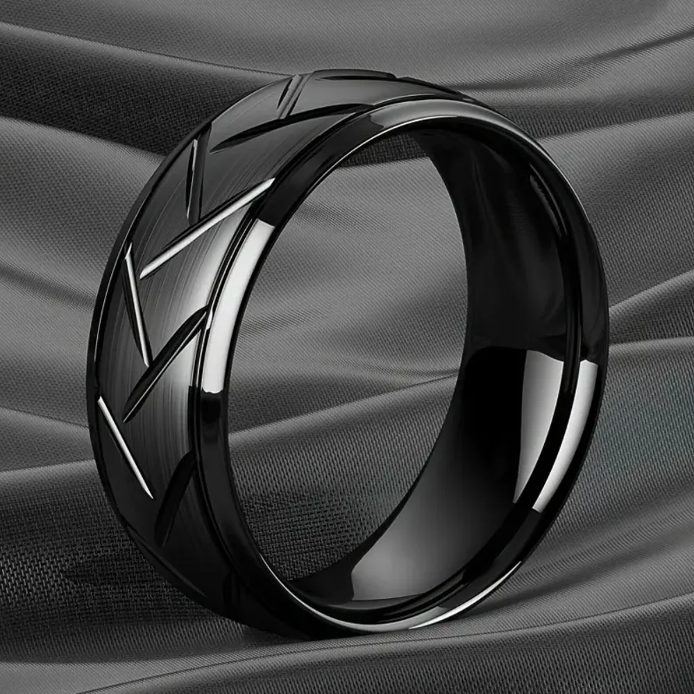 Anillo-de-acero-inoxidable-negro-para-hombres-y-mujeres-sortija ...