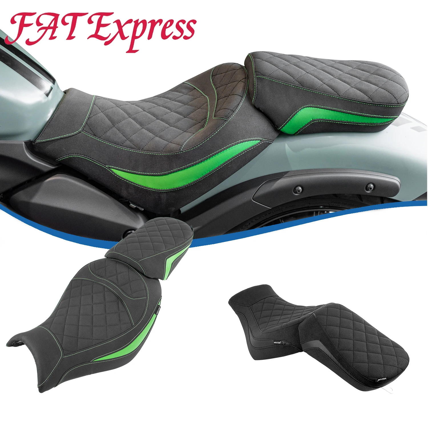 Motorcycle-Rider-Passenger-Pillion-Seat-Cover-For-Kawasaki-Vulcan-S ...