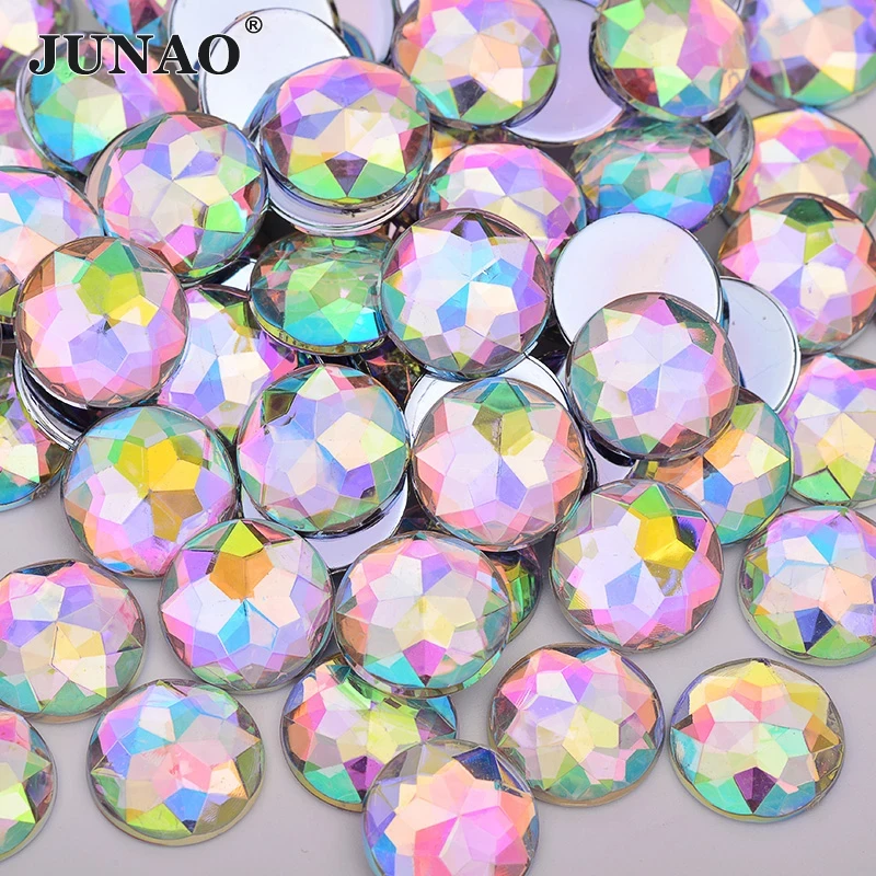 JUNAO 6 8 10 12 14 16 18 20 25 30mm Large Crystal AB Rhinestone ...
