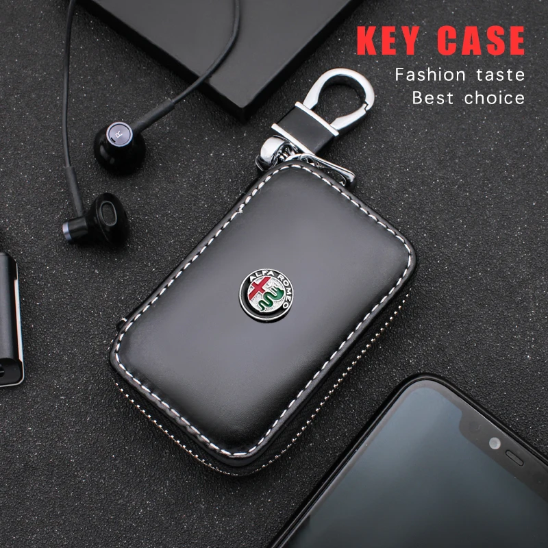 Auto-Leather-Keychain-Key-Holder-Bag-Car-Emblem-Storage-Case-For-Alfa ...