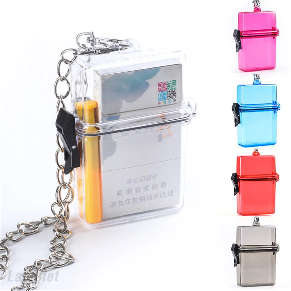 Waterproof-Cigarette-Box-With-Chain-Portable-Plastic-Transparent ...