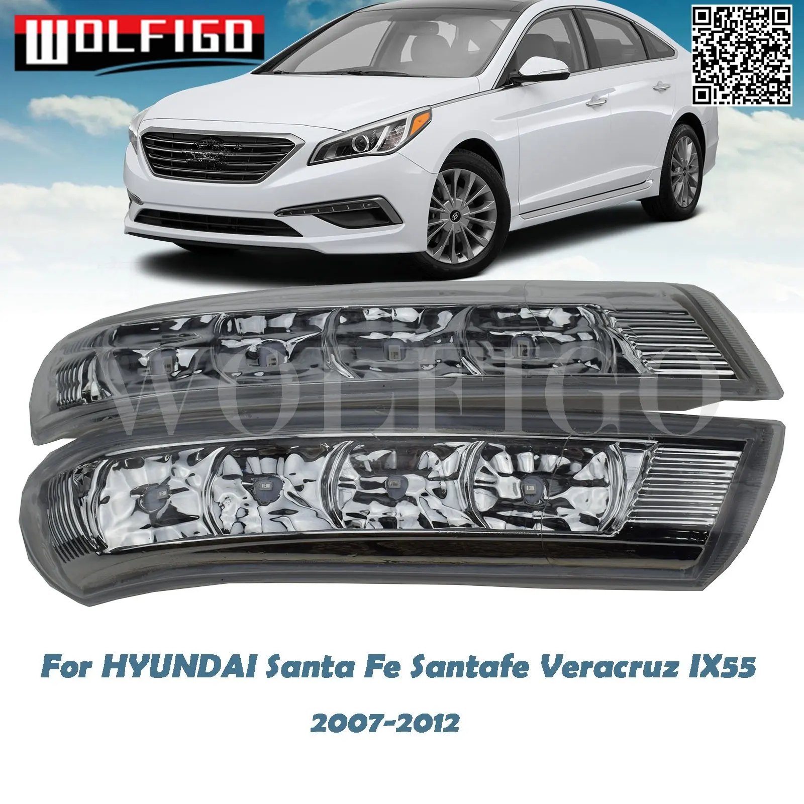 Luz de señal de giro del espejo retrovisor, 4 LED, para Hyundai Santa ...