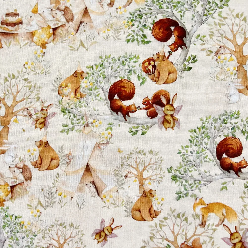 Forest Animal Squirrel Cotton Fabric for Tissue Sewing Quilting Fabric ...