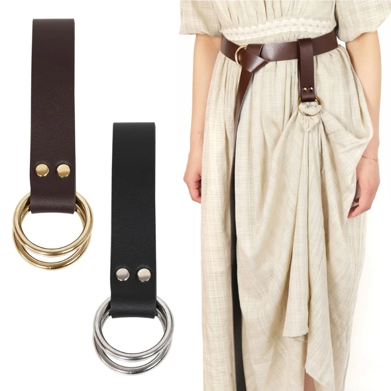 Women-Men-Viking-Mug-Hook-Strap-Double-Metal-Rings-Leather-Loop ...