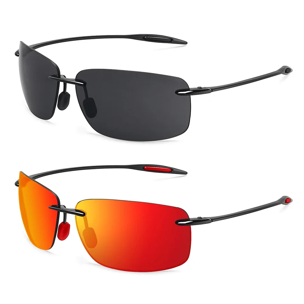 Classic-Sports-Rimless-Sunglasses-Men-Women-Male-Driving-Golf-Rectangle ...