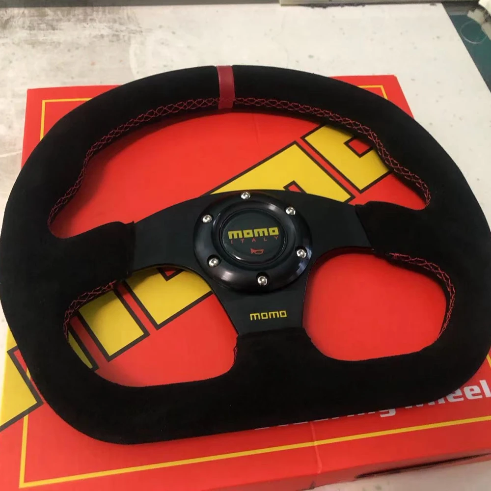 Universal-330MM-Racing-Drift-MOMO-Steering-Wheel-Car-Suede-Leather-JDM ...