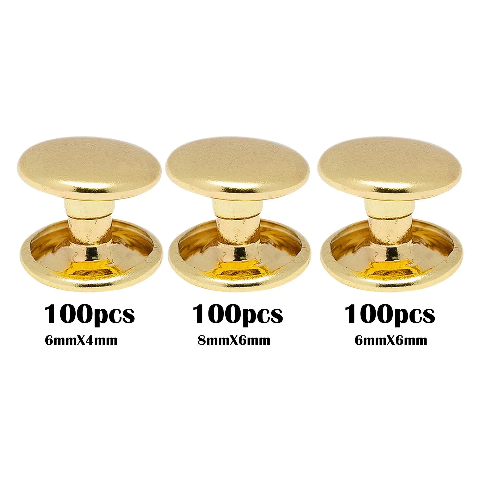 100x-Pure-Brass-Screw-Rivets-Round-Head-Double-Caps-Decorative-Spike ...