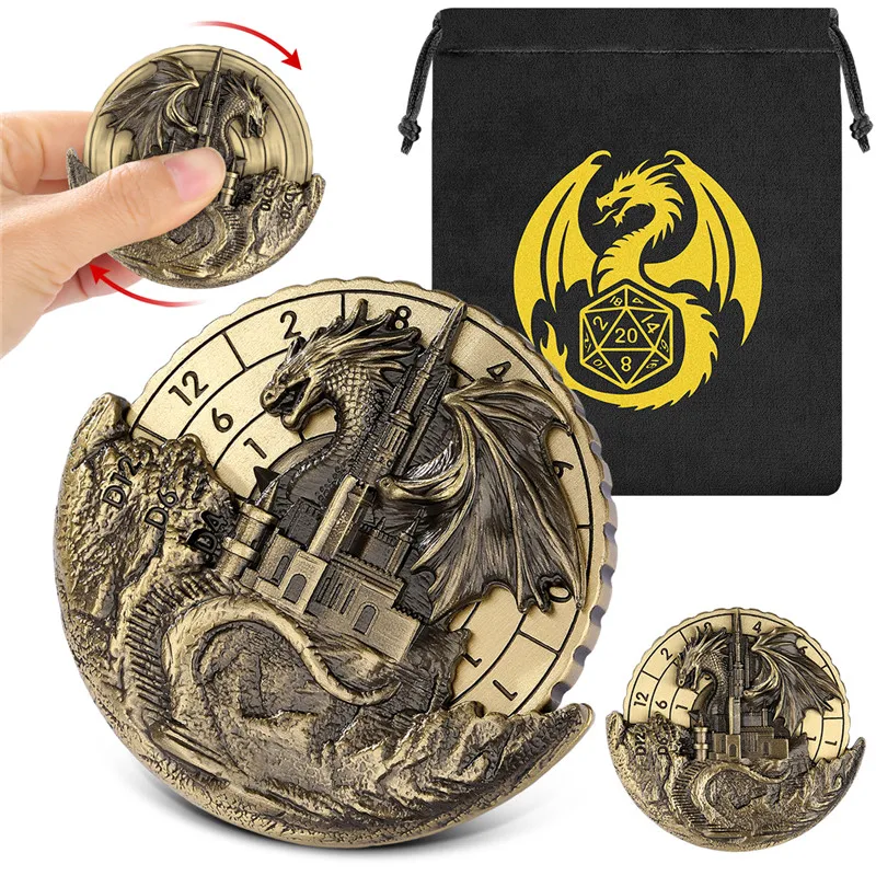 7-in-1 Metal Dice Roulette Dragon Castle Shape Spinner Dice Turnable ...
