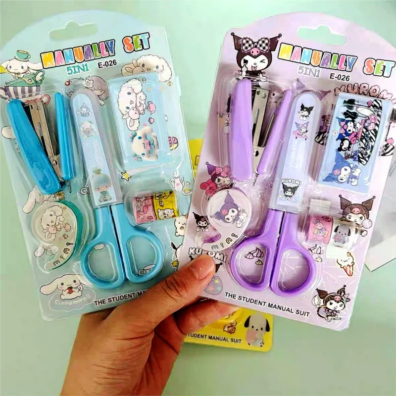 Kitty-Student-Stationery-Set-Kuromi-Cartoon-Sanrio-Scissors-Stapler ...