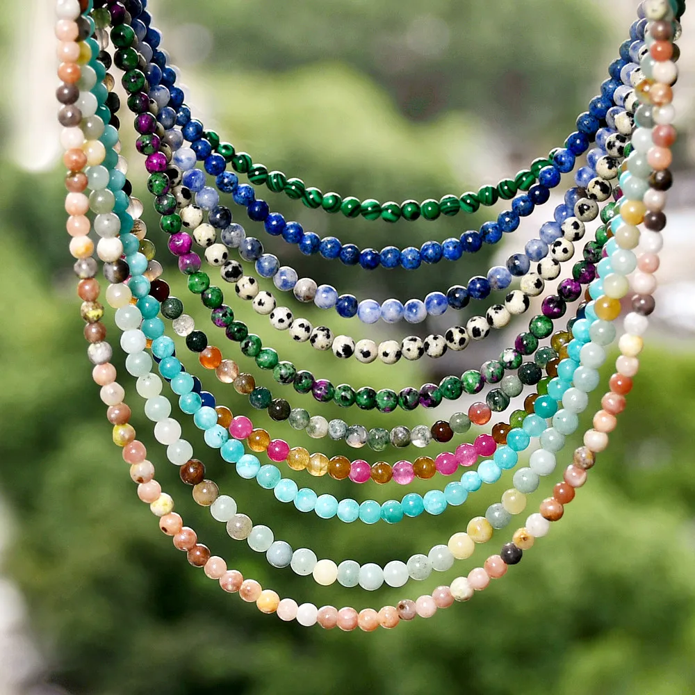 Yumfeel-Bohemian-Colorful-Natural-Stone-4mm-Round-Beads-Necklaces-Women ...