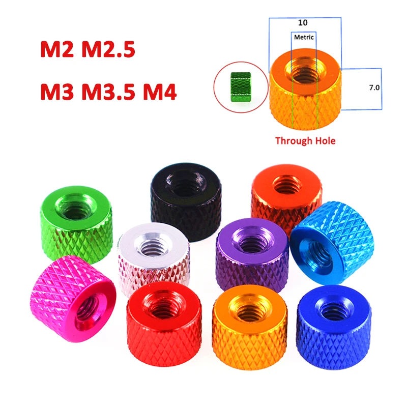 1-10Pcs Aluminum Knurled Thumb Nut M2 M2.5 M3 M3.5 M4 Round Through ...