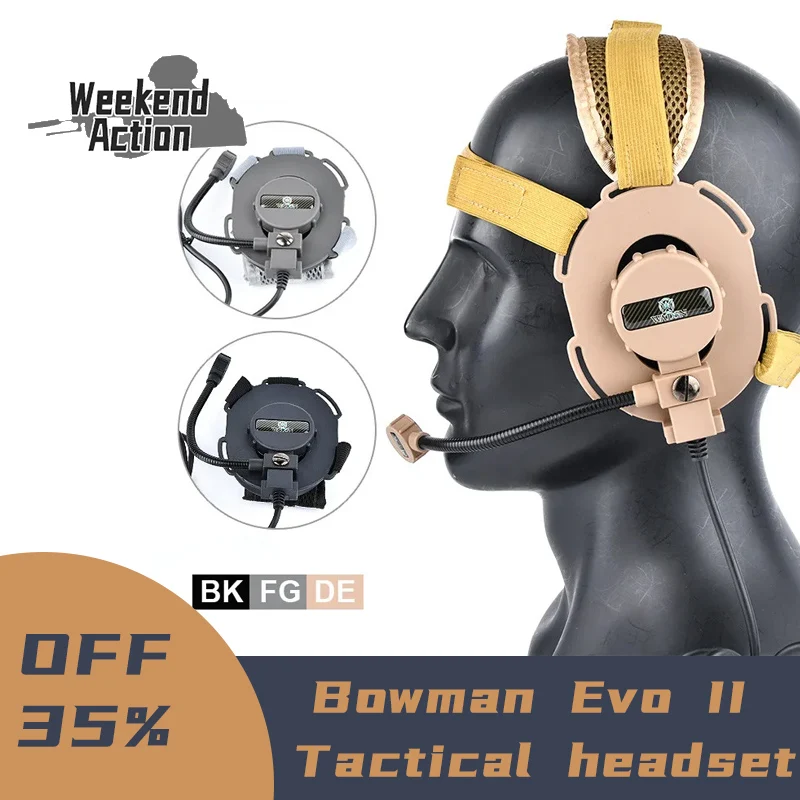WADSN-Bowman-Evo-II-Tactical-headset-Military-Radio-Communication-helmet-Softair-ar15 ...