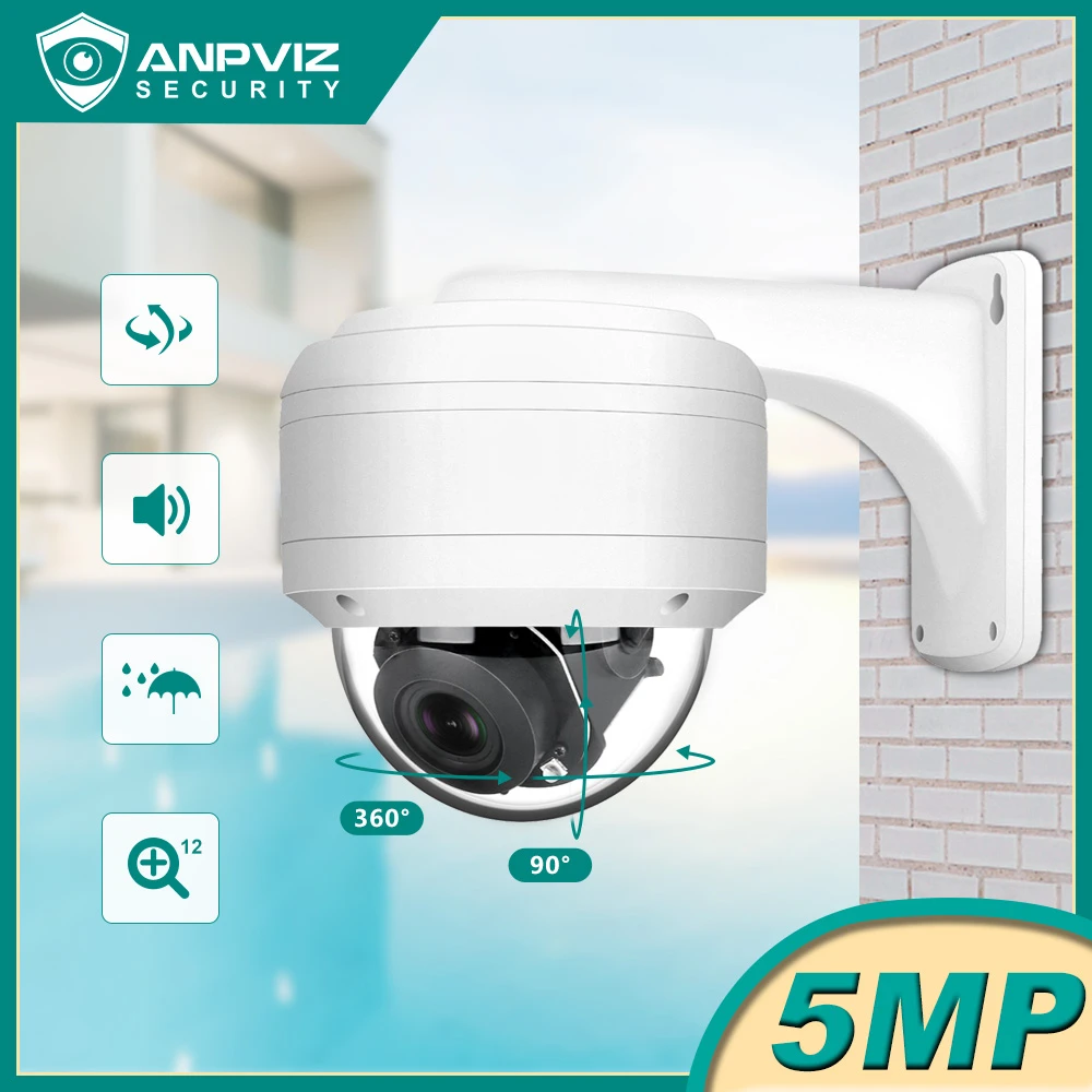 Anpviz 5mp Dome Poe Ptz Ip Camera 12x Optical Zoom 5-50mm With Audio ...