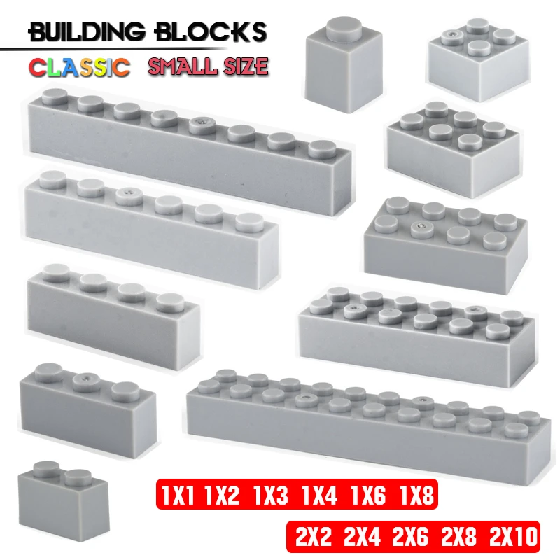 Building Block 1x2 1x6 2x6 2x10 Hole Light Grey Brick Basic Accessories ...