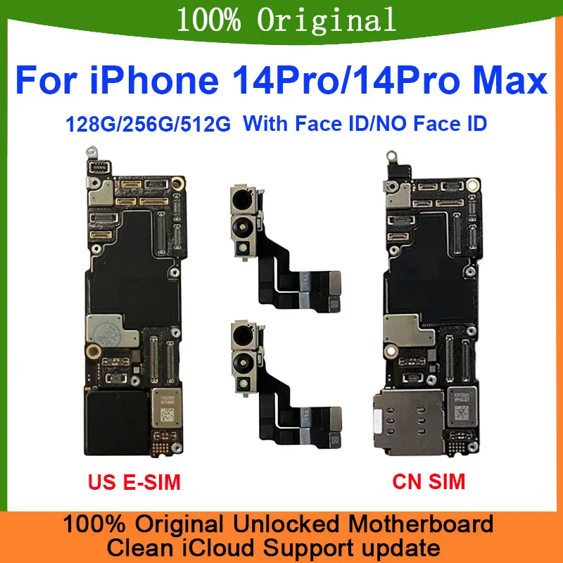 Original Mainboard for iPhone 14 Pro Motherboard With Face ID Unlocked ...