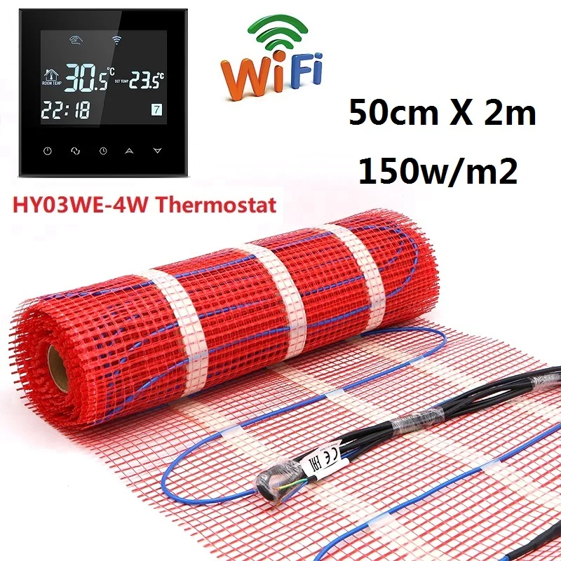 MINCO HEAT 1m2 Electric Underfloor Heating Mat 150W/M2 50cmX2m Winter ...