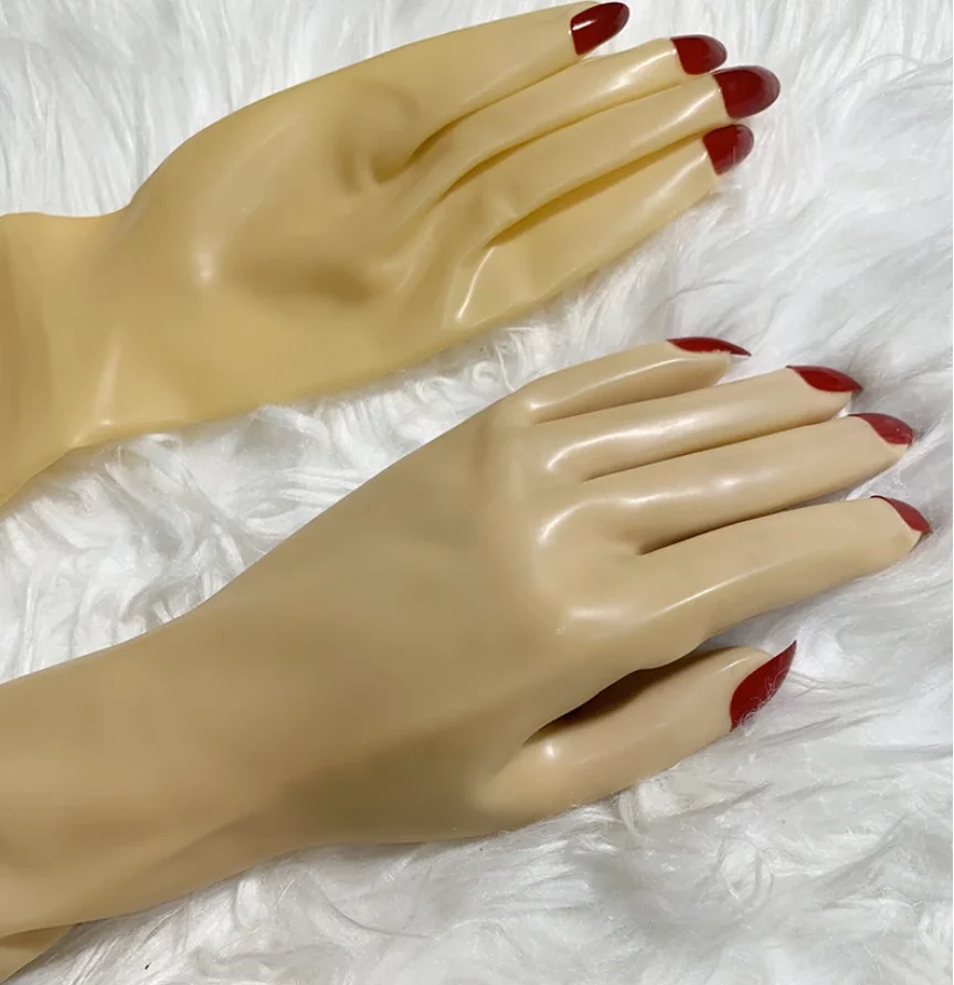 Men-s-Fetish-Unisex-Flesh-Latex-Rubber-Zentai-Short-Gloves-With-Nails ...