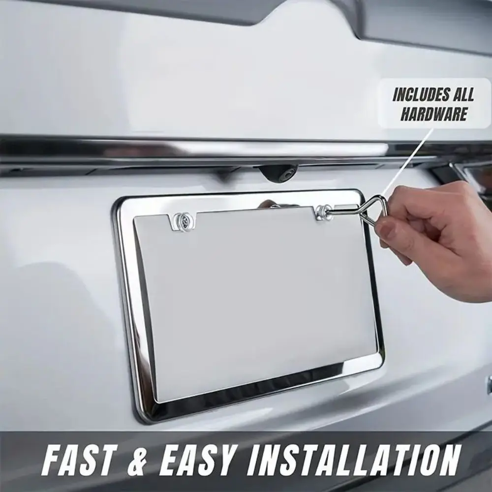 2pcs-US-license-plate-rust-proof-weatherproof-universal-stainless-steel ...