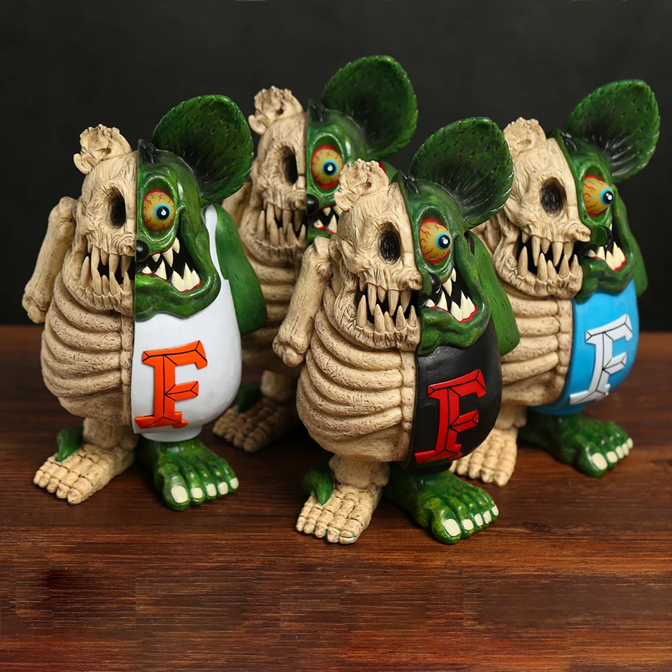 18cm Skeleton Rat Fink Mouse PVC Figure Collection Model Toy Xmas Gift ...