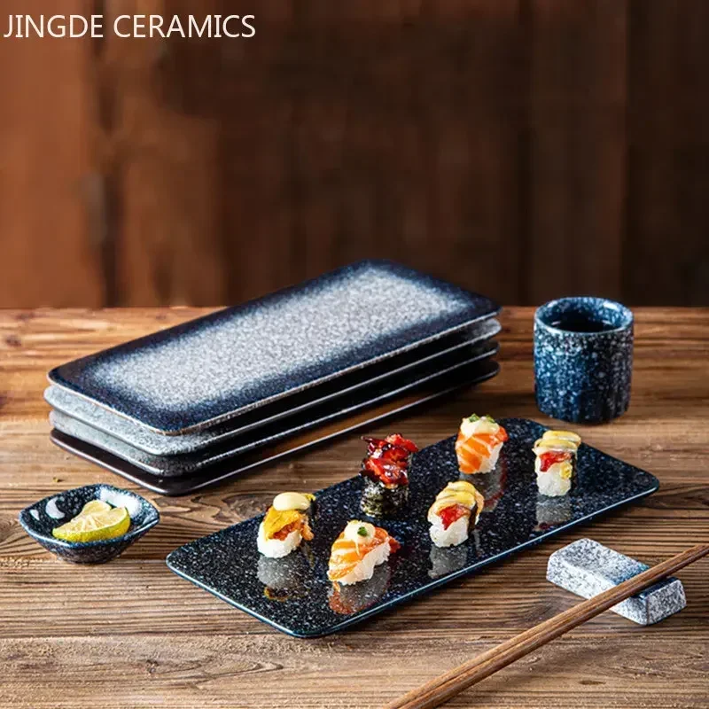 Japanese-Style-Ceramic-Sushi-Plate-Restaurant-Rectangle-Dinner-Plates ...