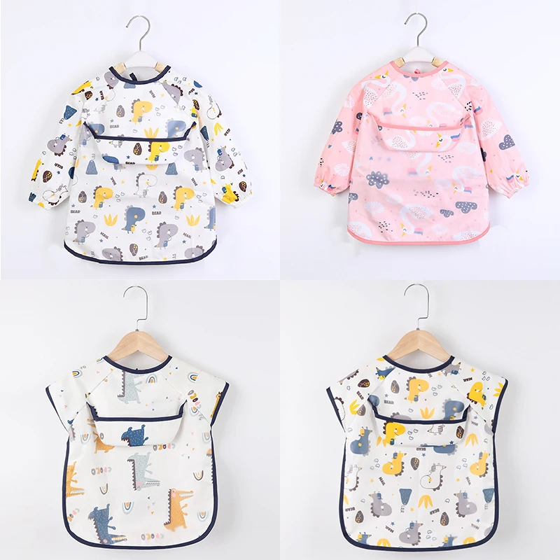 Baby-Smock-Bibs-Waterproof-Long-Sleeve-Eating-Feeding-Art-Apron-Newborn ...