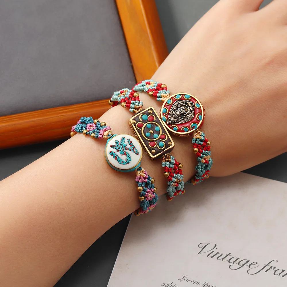 Bohemian-Style-Ethnic-Wind-Nepal-Bead-Hand-String-Retro-Oblique-Curl ...
