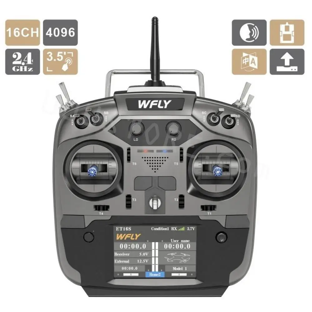 WFLY transmisor de Radio teledirigido ET16S de 16 canales, control ...