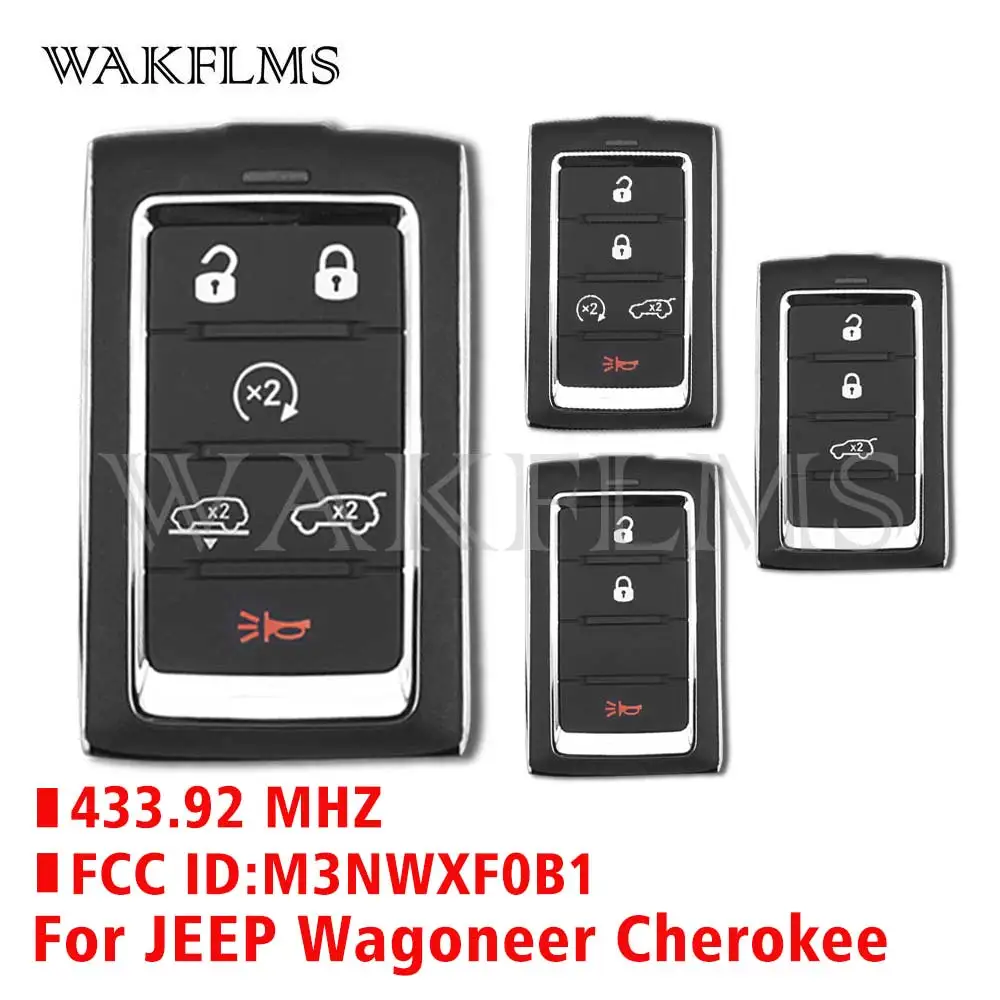 For Jeep Wagoneer 6/5/3 Buttons Keyless Go Car Key 4A CHIP 433Mhz FCC ...