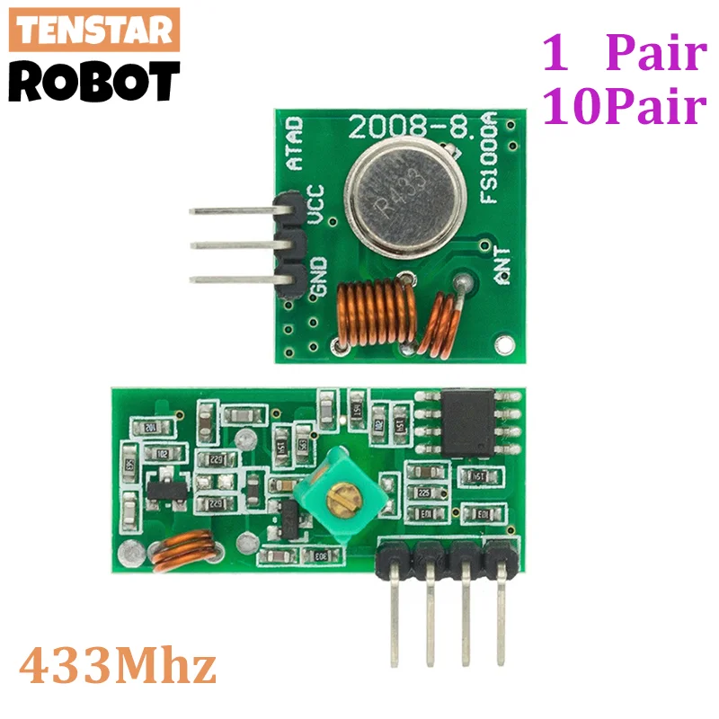 ASK 433Mhz RF Wireless Transmitter Module and Receiver Kit 5V DC For ...