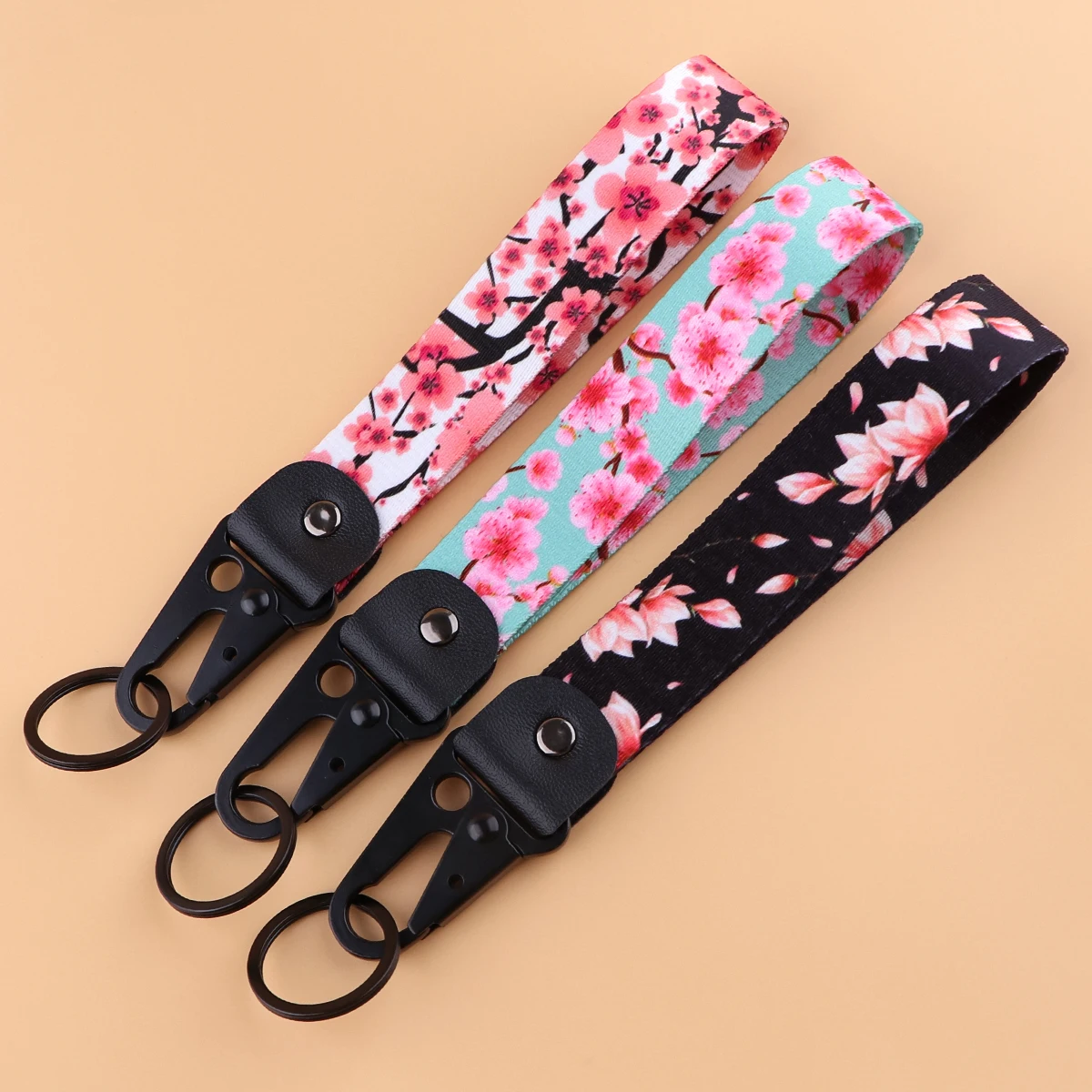 Cherry Blossom Short Phone Rope Wrist Strap Lanyard for Keys Bracelet ...