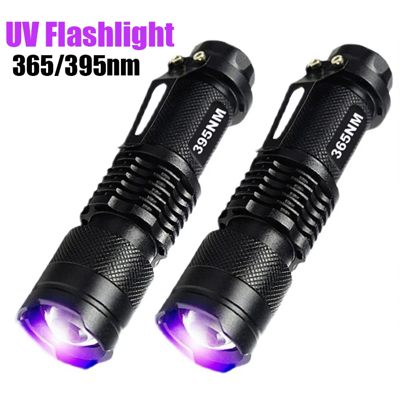 Led Ultraviolet Torch 365/395nm Uv Flashlights Mini Zoomable Torch ...
