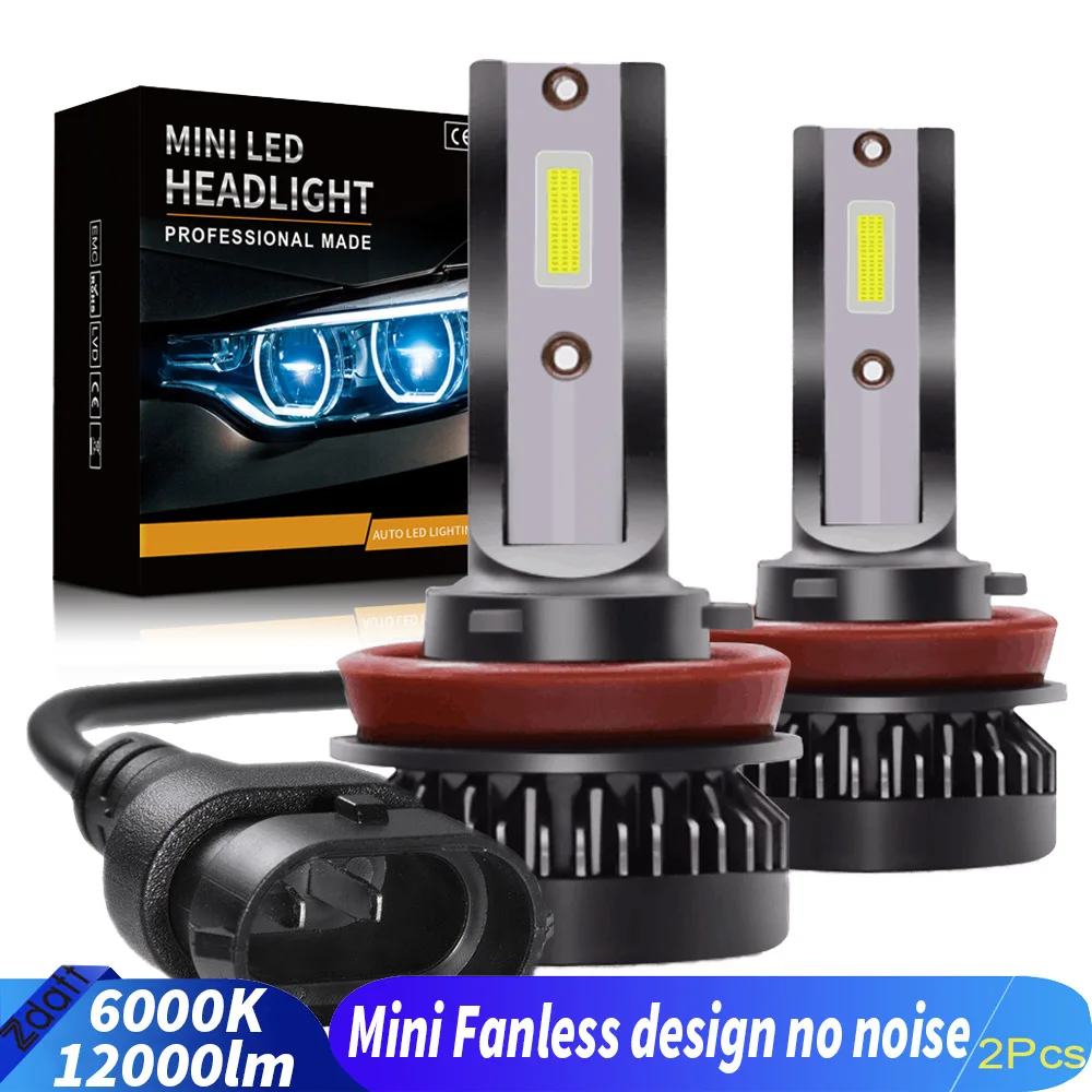 Mini-H7-LED-Headlights-H4-Lamp-Fanless-Design-H1-H11-9005-HB3-HB4-for ...