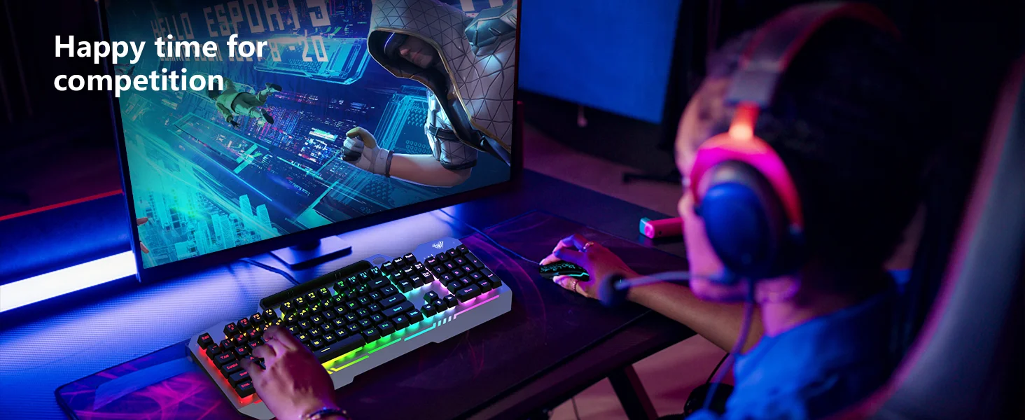 AULA T102 104 Keys RGB Backlight Membrane Keyboard And Mouse Combo ...