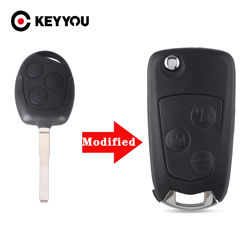 Keyyou New 3 Button Remote Car Key Shell Folding Key Flip Shell Case ...